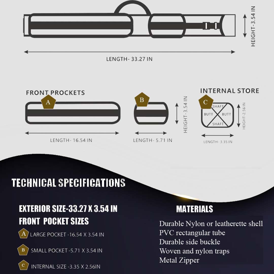 Snapklik.com : Champion 2X2,2X3,3X4 Nylon Billiard Pool Cue Stick Hard Case