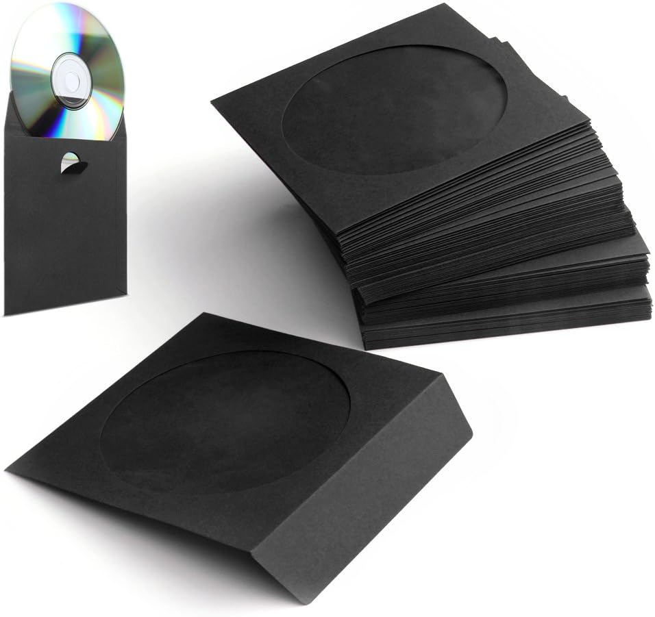 Amazon.com: Flexzion DVD CD Sleeves 100 Pack - Premium Paper CD Sleeves ...