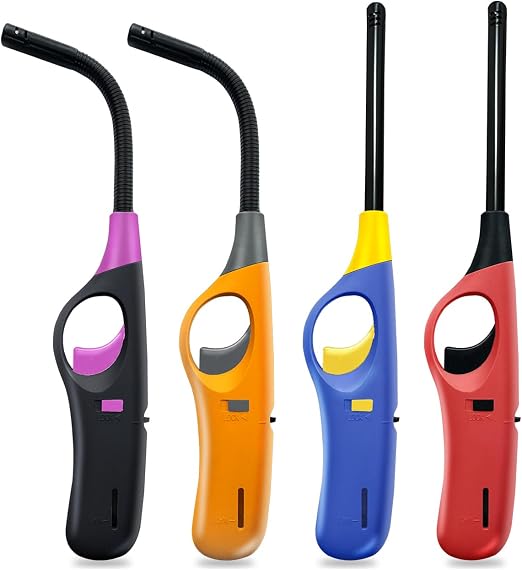 Amazon.com: 4 Pack Candle Lighter Long Lighters, Refillable Butane ...