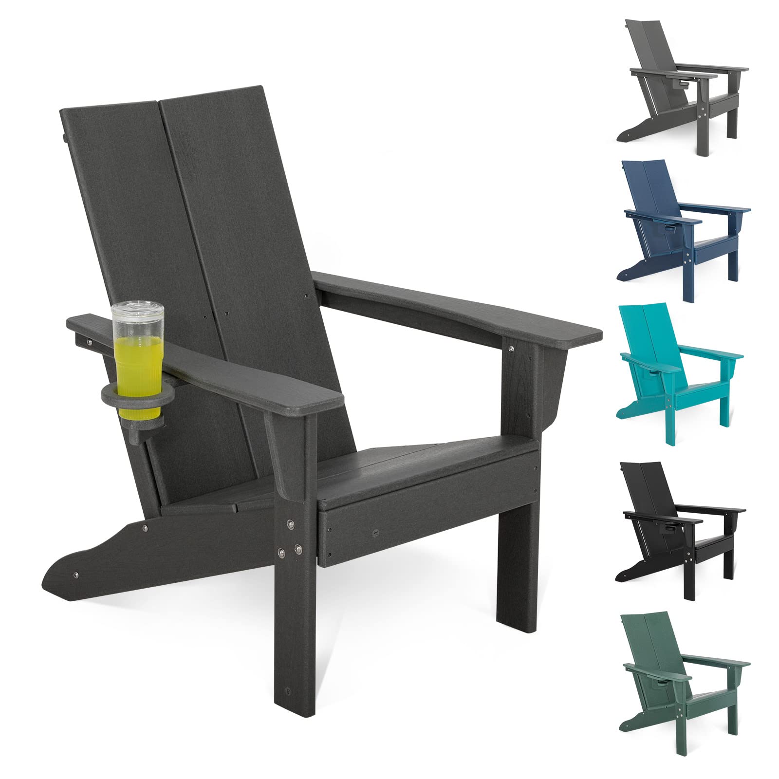 AGT Modern Curveback Adirondack Chair, Elegant Double Plate Design ...