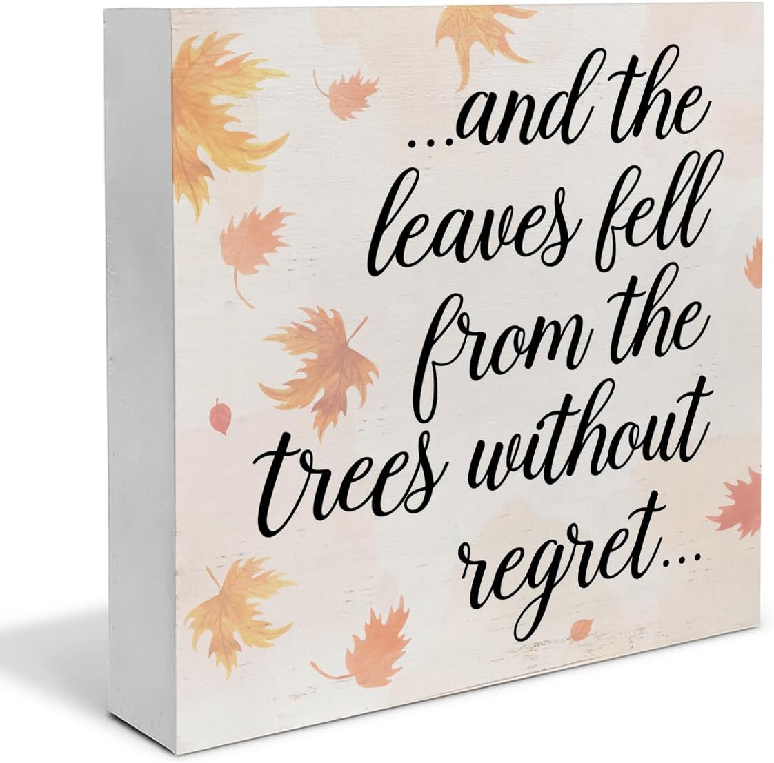 Amazon.com: Autumn Wood Box Art Desk Decor Fall Block Sign and the ...