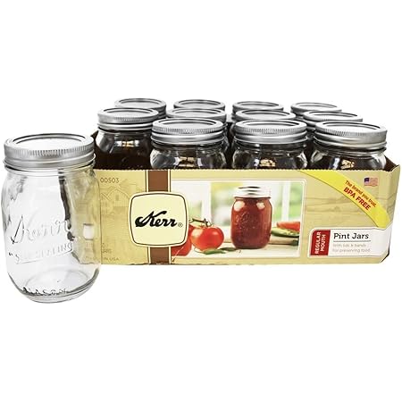 Amazon.com: Kerr Wide Mouth Pint Glass Mason Jars 16-Ounces with Lids ...