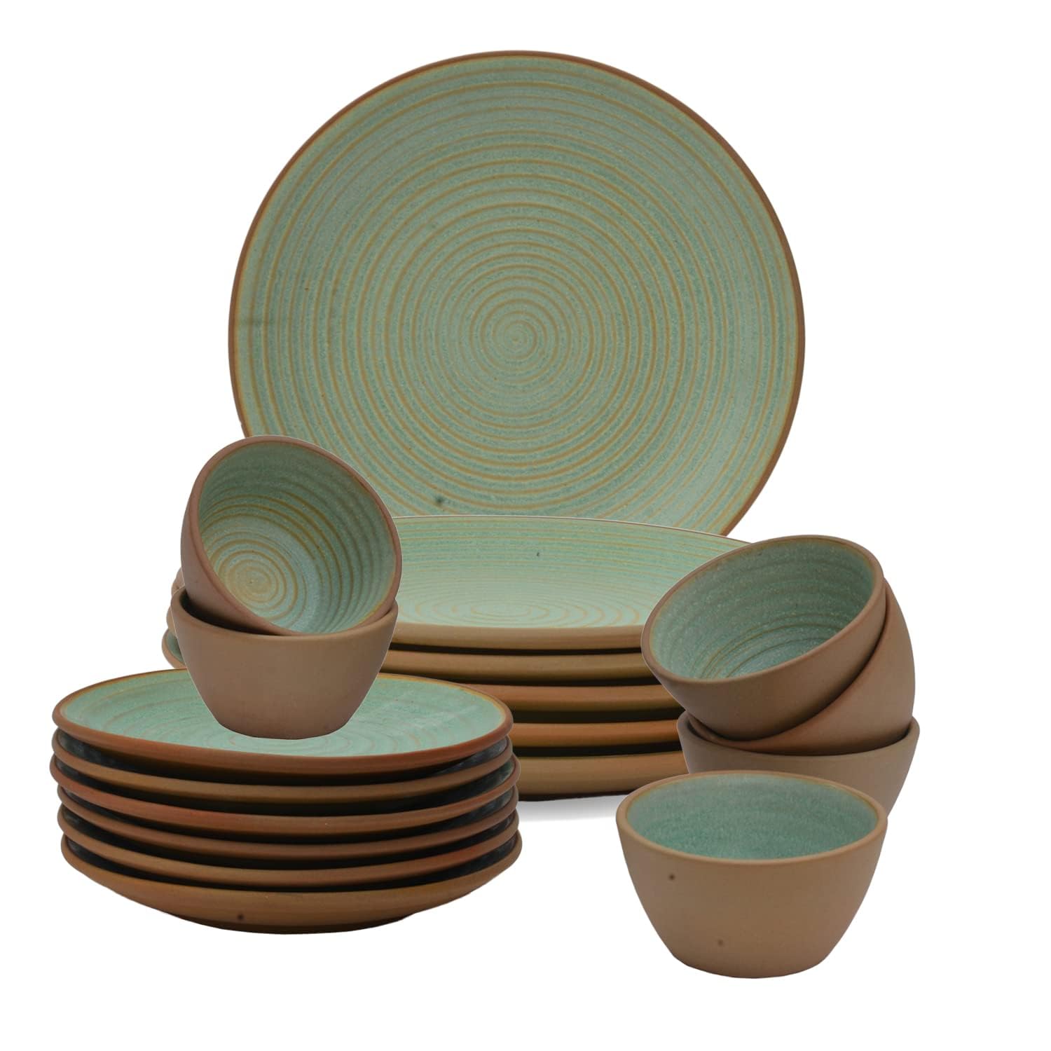 Buy Sterling Ceramic Swirls Handcrafted Sea Green & Brown Matte Ceramic ...