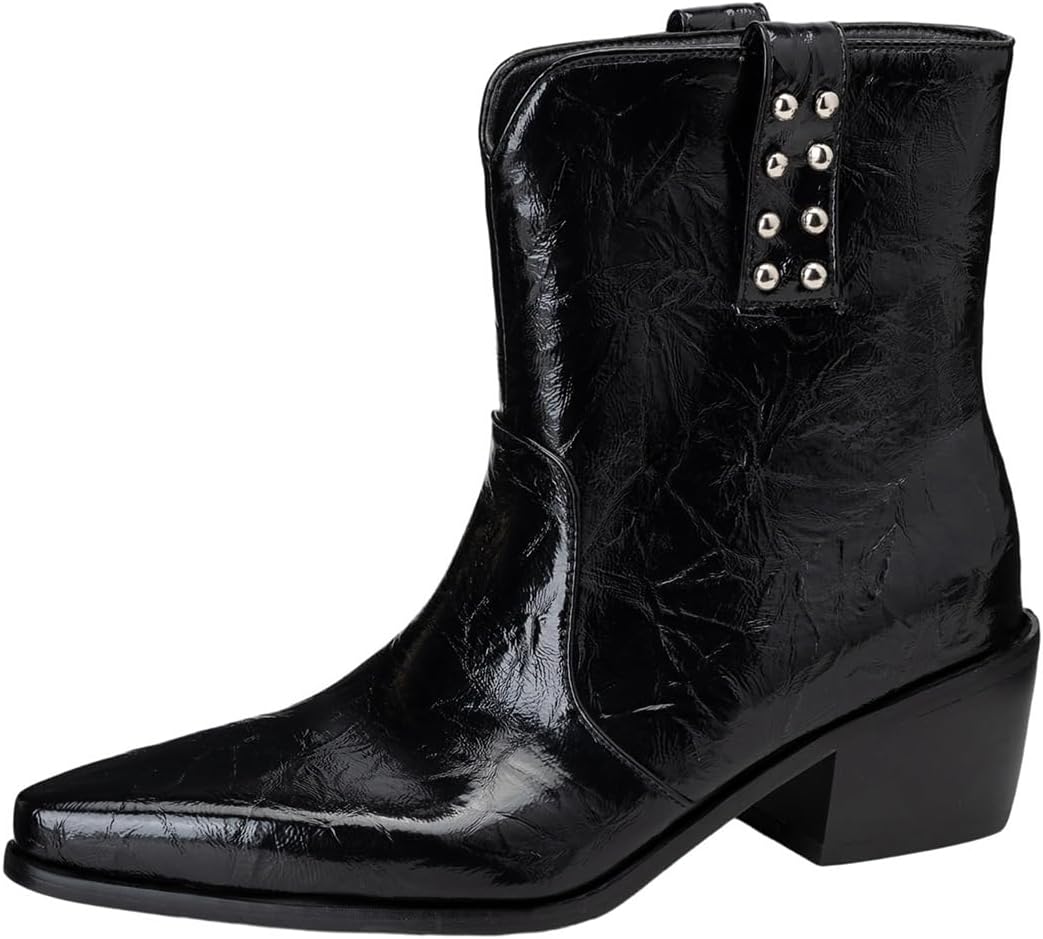Amazon.com | JOEUSTY Women's Western Pointed Toe Dressy Ankle Boots ...