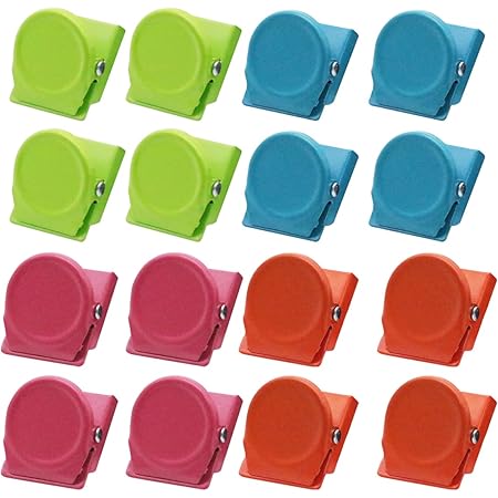 Magnetpro 16 Pieces Multi Colour Magnetic Metal Clips, Refrigerator ...