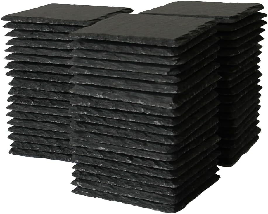 Amazon.com: 70 Pieces Slate Coasters Bulk, 4 x 4 Inch Black Stone ...