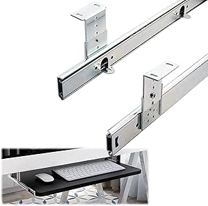 Amazon.com: Under Desk Computer Keyboard Tray Slide Rail,Smooth Opening ...