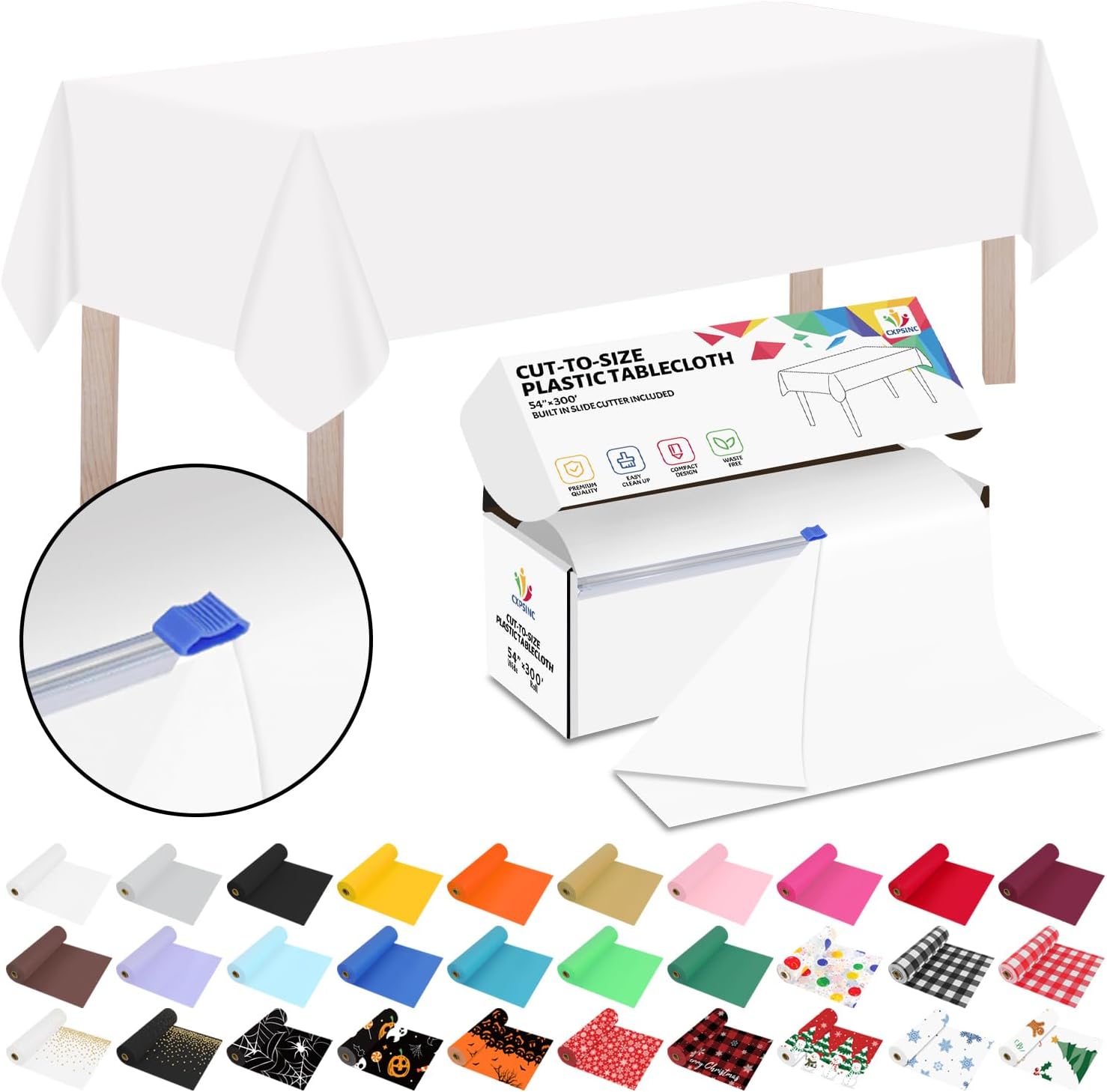 Amazon.com: Airbin Plastic Table Cloth, 310 Ft X 54 in Disposable ...