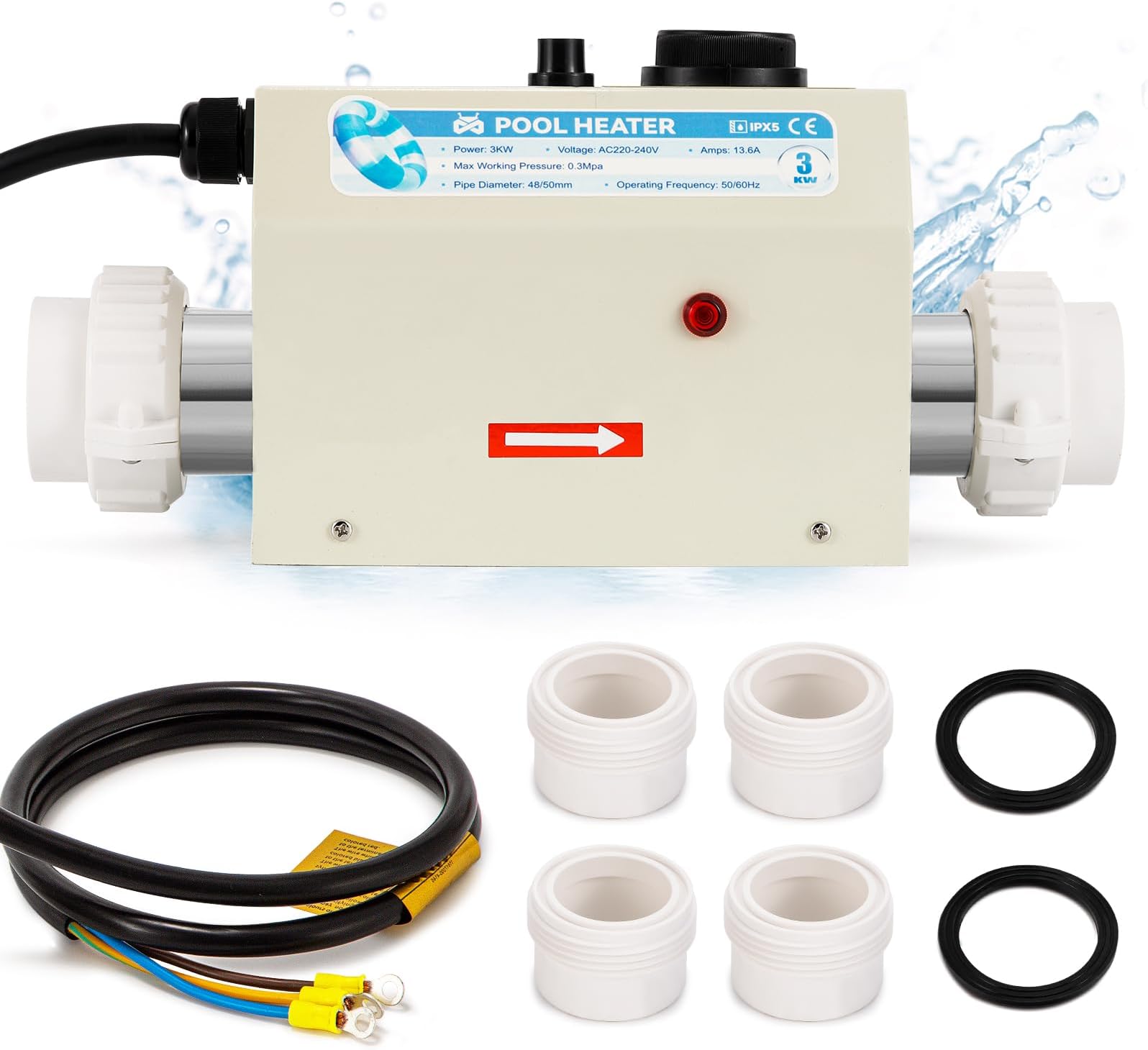 Amazon.com : 220V 240V 3KW Electric Pool Water Heater for Above Ground ...