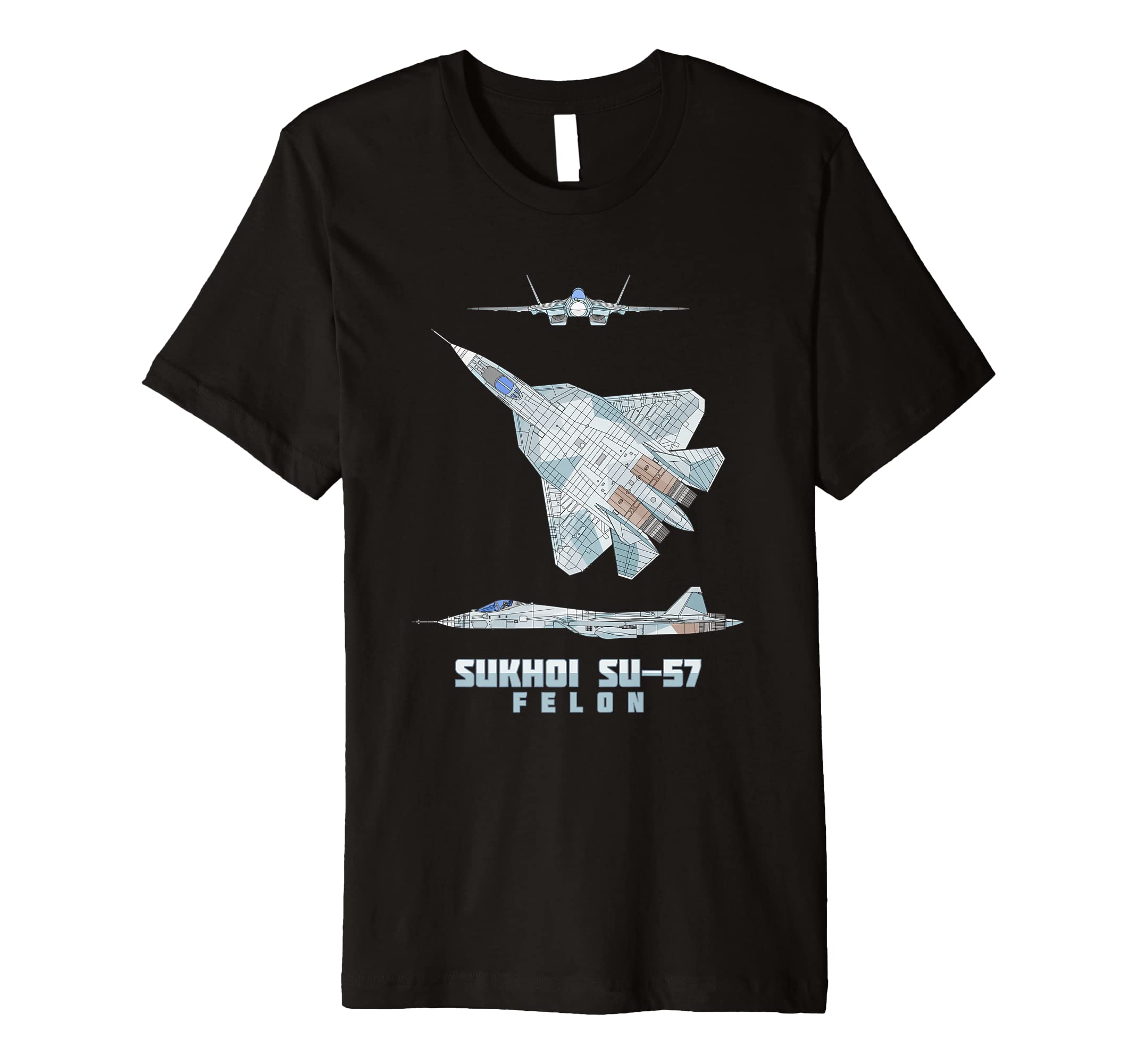 Amazon.com: Sukhoi Su-57 Russian Stealth Fighter Plane Diagram Premium ...