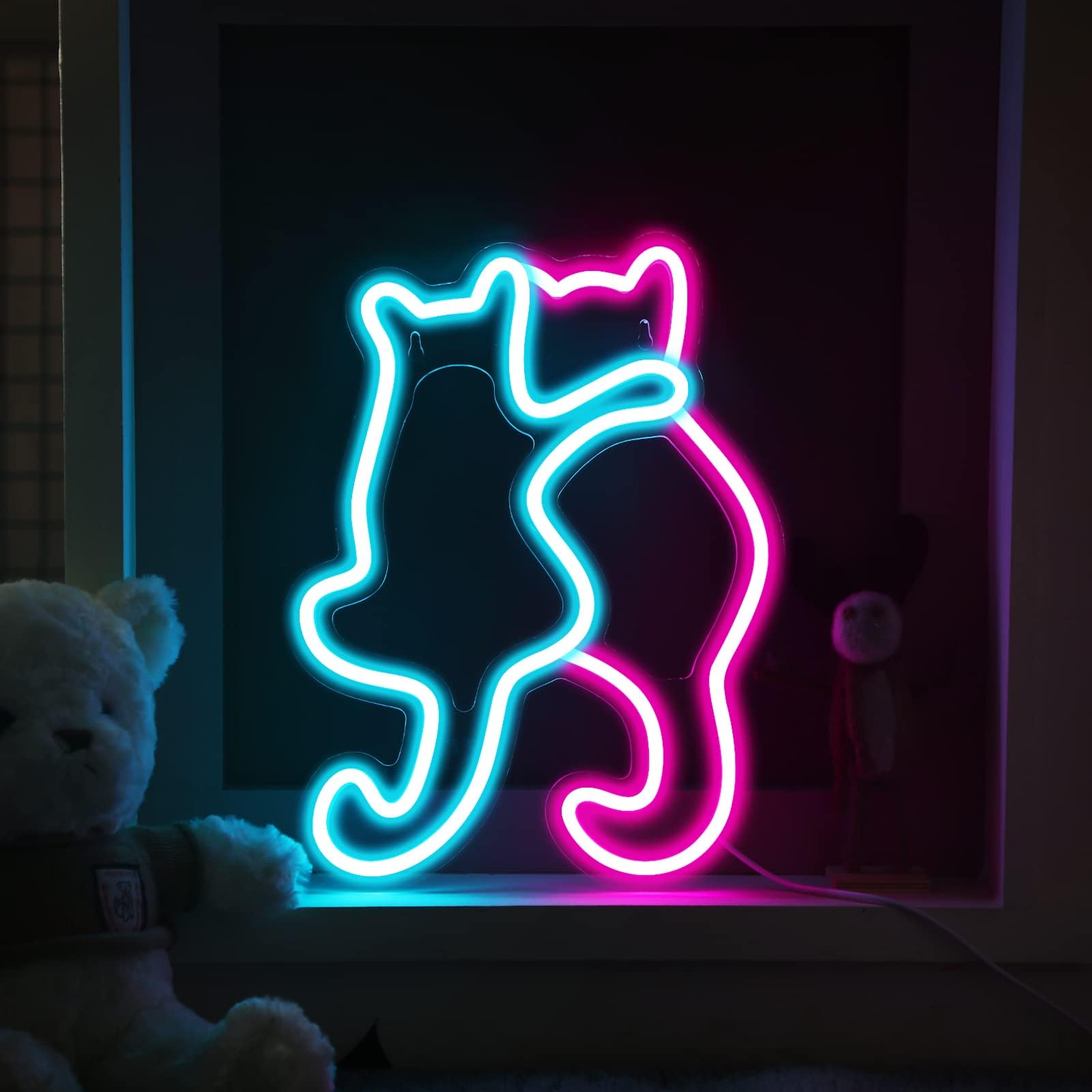 Amazon.com : Fortune Cat Ramen Neon Sign Cat Neon Sign Dimmable ...