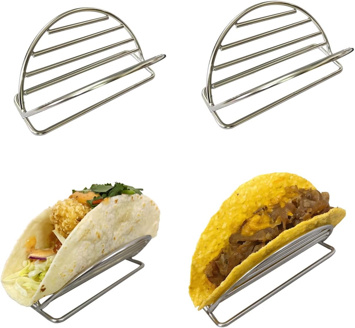 Amazon.com: Taco Holder Stainless Steel Set of 4 - Taco Shell Stand ...