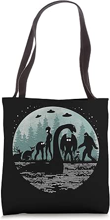 Amazon.com: Bigfoot Loch Ness Monster With Mothman Aliens And Cryptid Tote Bag : Clothing, Shoes ...