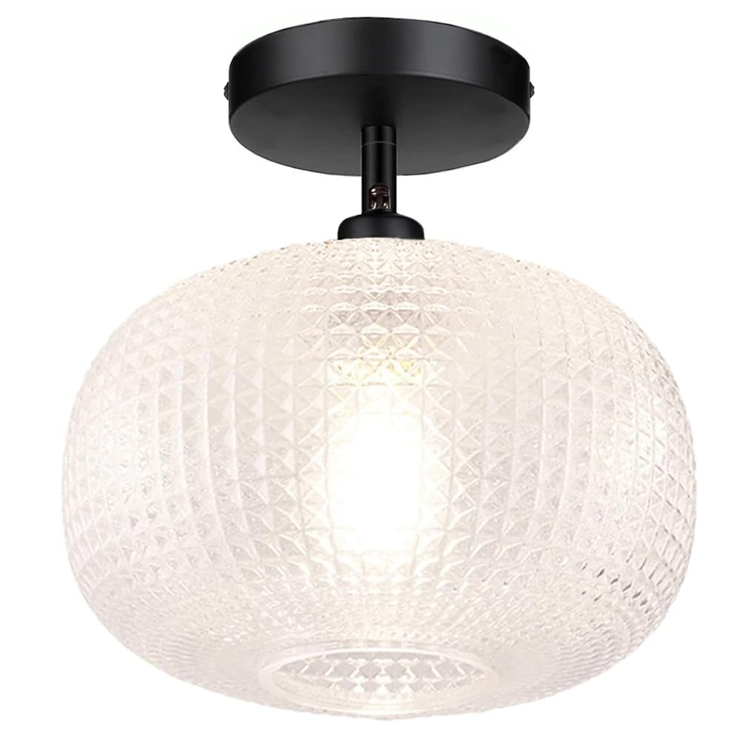 Semi Flush Mount Ceiling Light,Black Hallway Light Fixture,Globe Glass ...