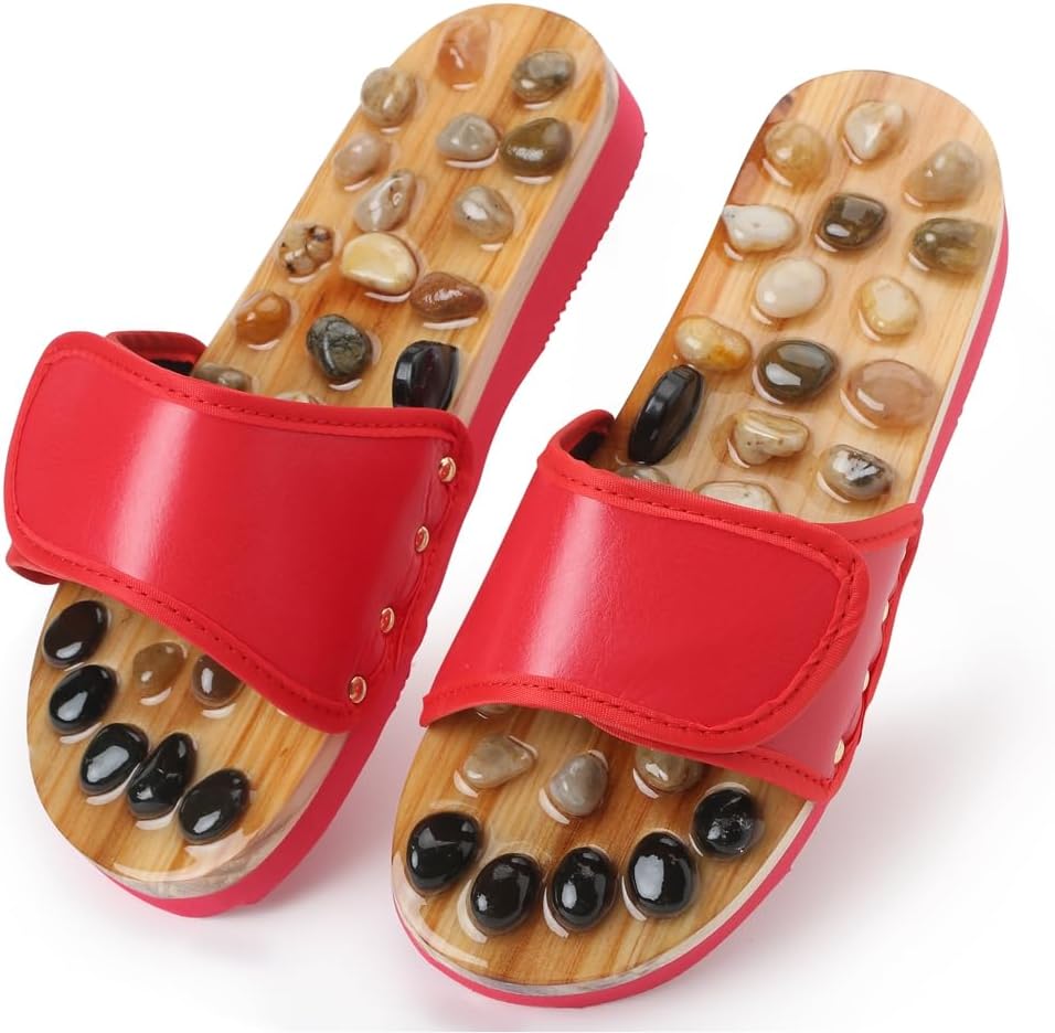 Amazon.com: Acupressure Massage Slippers with Earth Stone, Therapeutic ...
