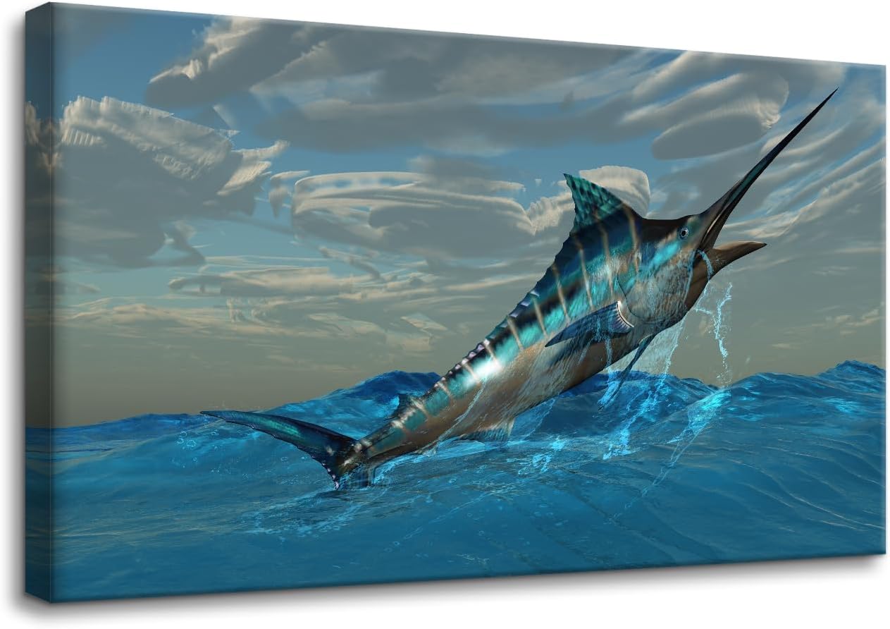 Amazon.com: Pacimo Canvas Paintings Prints Animal Modern Wall Art Blue ...