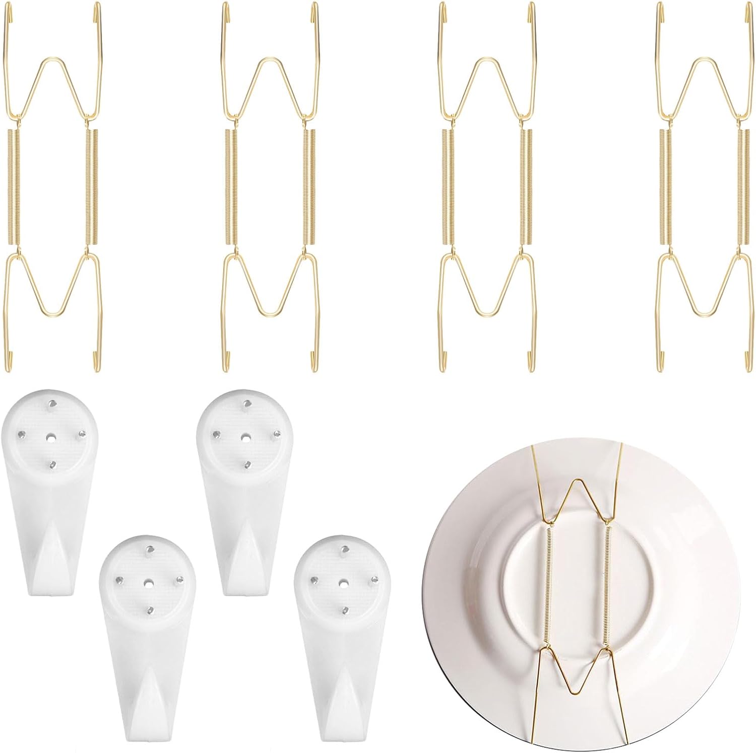 4 PCS Plate Hanger for Wall,Stainless Steel 6-8 Inch W Shaped Wall ...