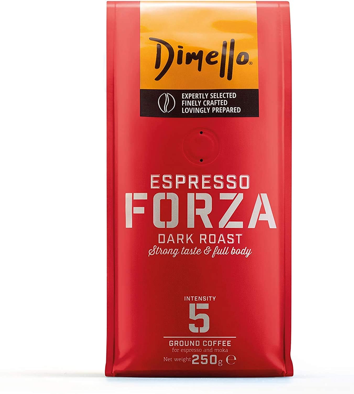 Dimello Forza Espresso Ground (250g) - Premium Arabica & Robusta, Strong & Full-Bodied Dark ...