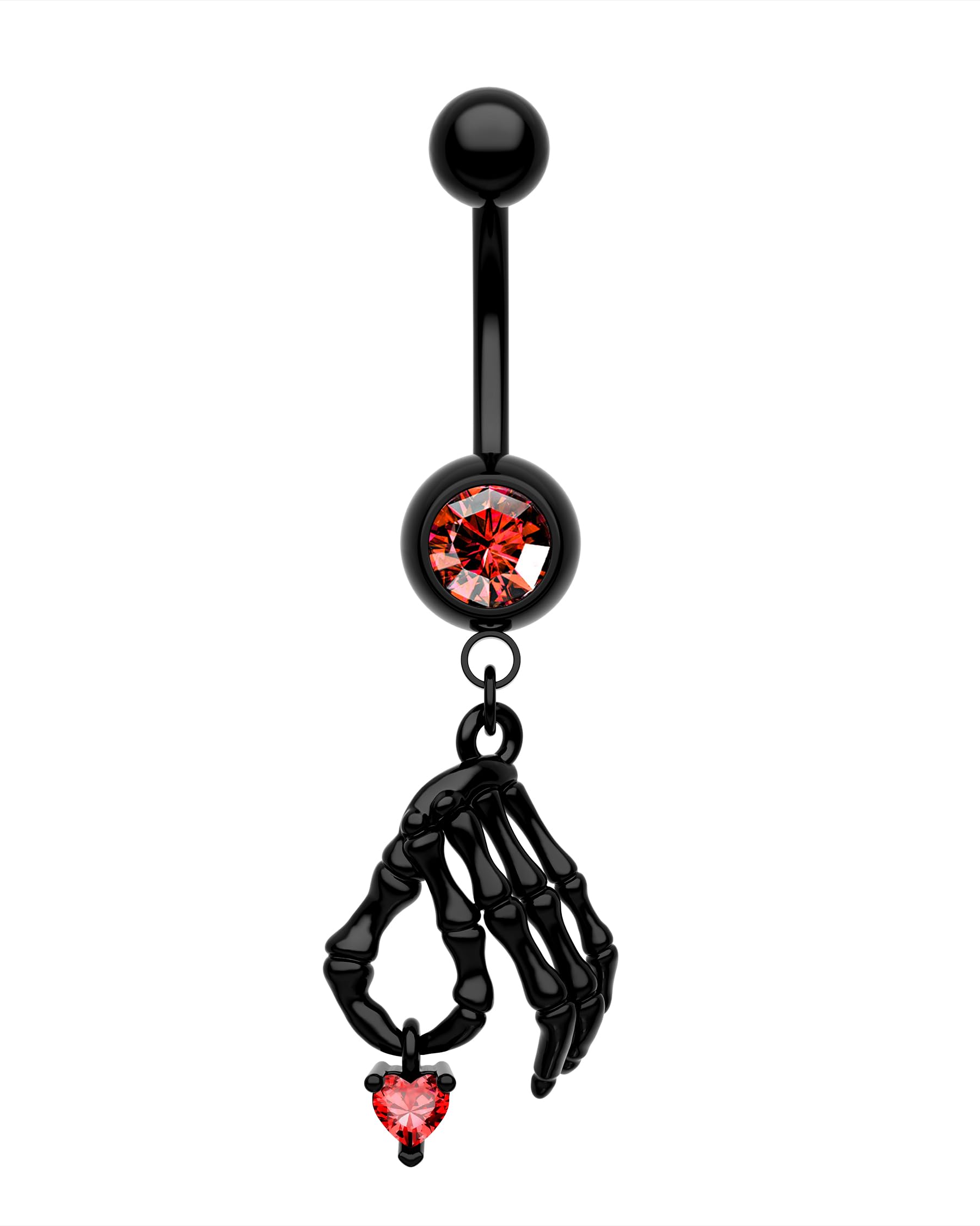 Amazon.com: COCHARM Black Skeleton Hand Belly Button Ring Dangle ...