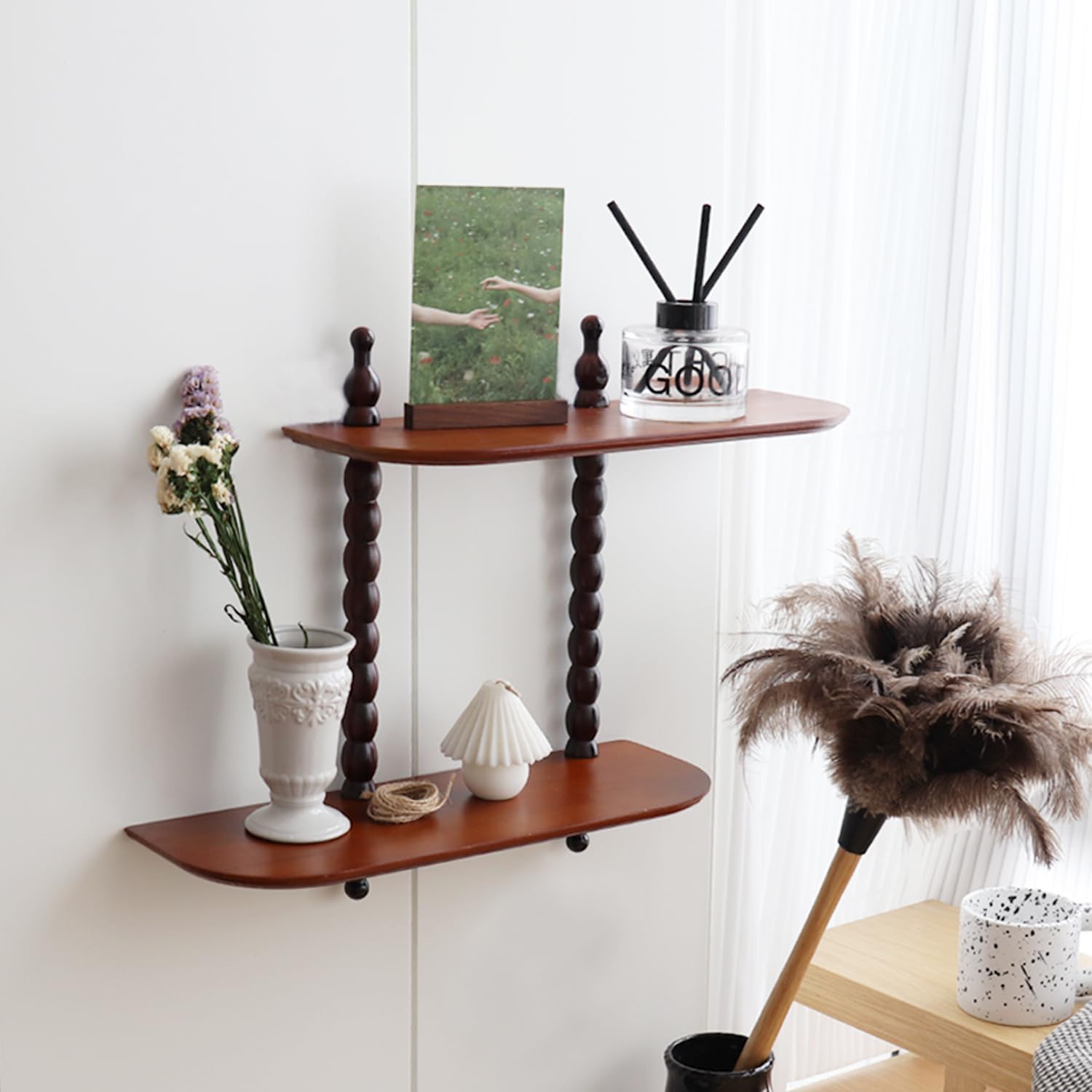 Amazon.com: FRIADE 2-Tier Wall Mounted Floating Shelf with Two Roman ...