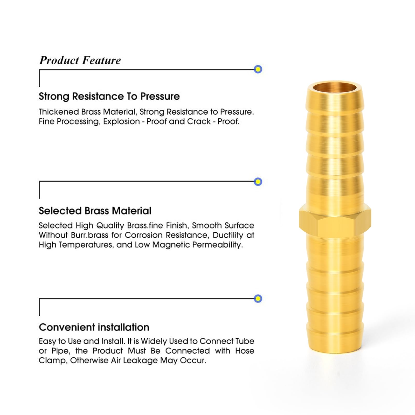 TAILONZ PNEUMATIC Union 10mm Barbed x 10mm Barbed Splicer Brass Hose ...