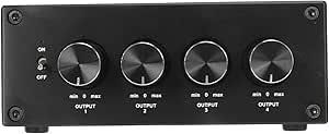 4 Way Stereo Splitter Box, 1 in 4 Out Sound Splitter Mixer, Audio ...