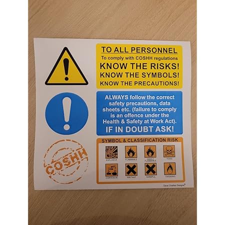 Coshh Regulations Sign 200mm x 200mm - Self Adhesive Vinyl sign The ...