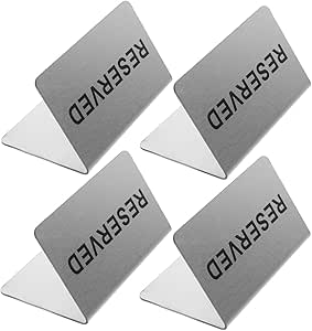 UTHCLO 4pcs Stainless Steel Reserved Table Signs Double Sided V Shaped ...