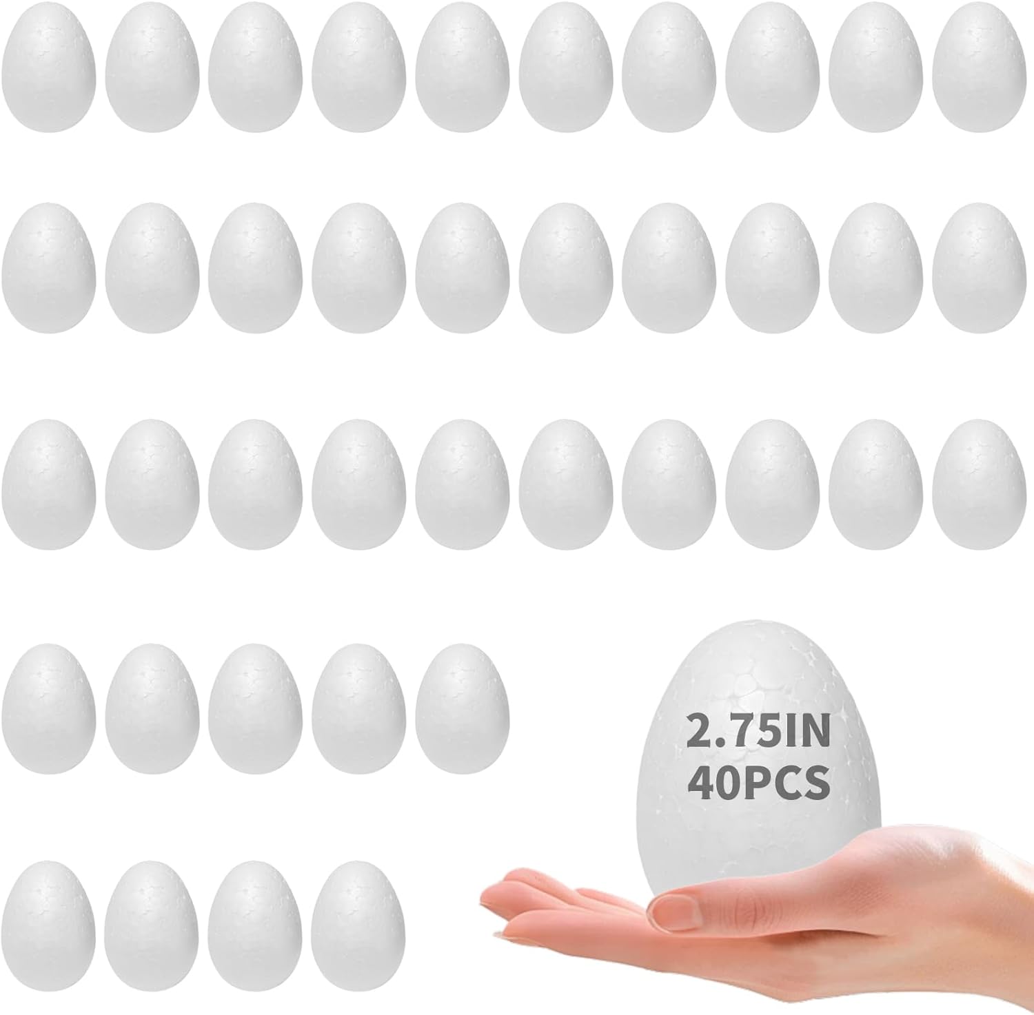 Amazon.com: 2.75 Inch Foam Eggs for Crafts,40pc White Small Styrofoam ...
