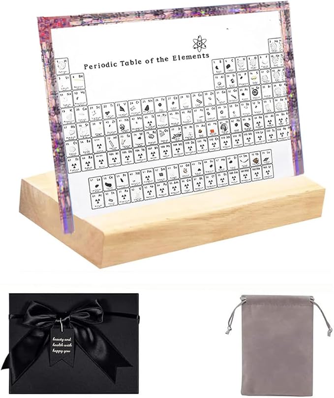 Amazon.com: SDJFKLI Pink Periodic Table with Real Elements Inside, Real ...