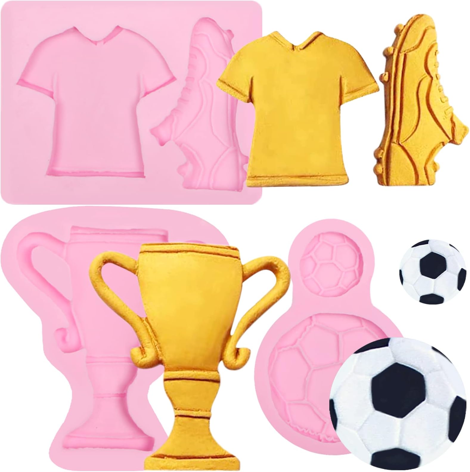Amazon.com: Football Silicone Fondant Molds, 4 Packs, Soccer Ball ...
