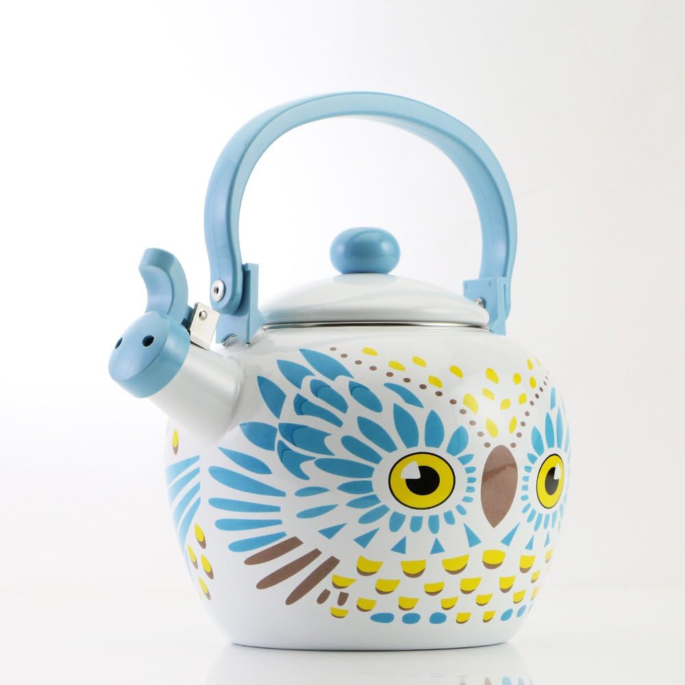 Amazon.com: Gourmet Art Owl Enamel-on-Steel Whistling Kettle: Home ...