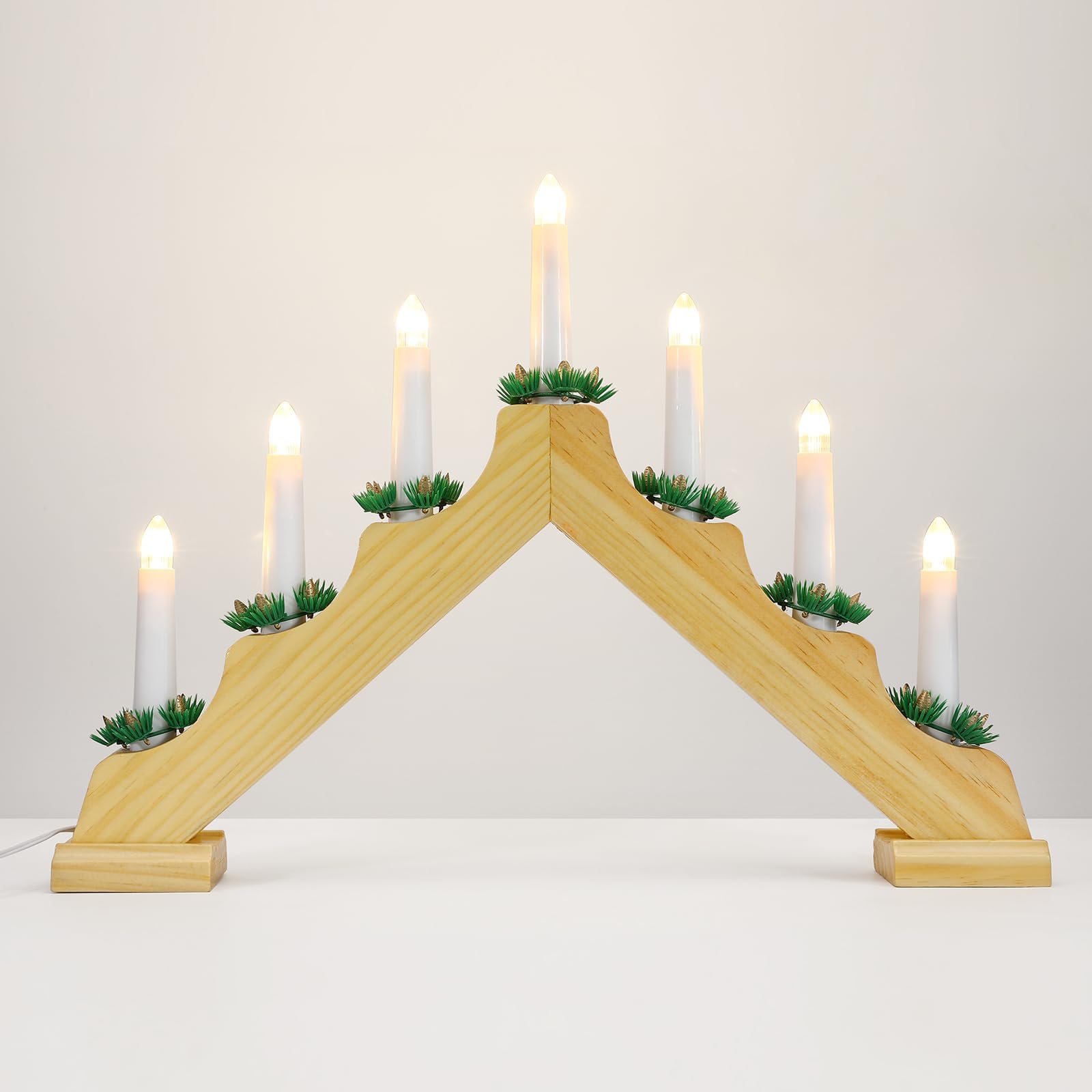 Amazon.com: Lewondr Christmas Swedish Candelabra, Electric Candles with ...
