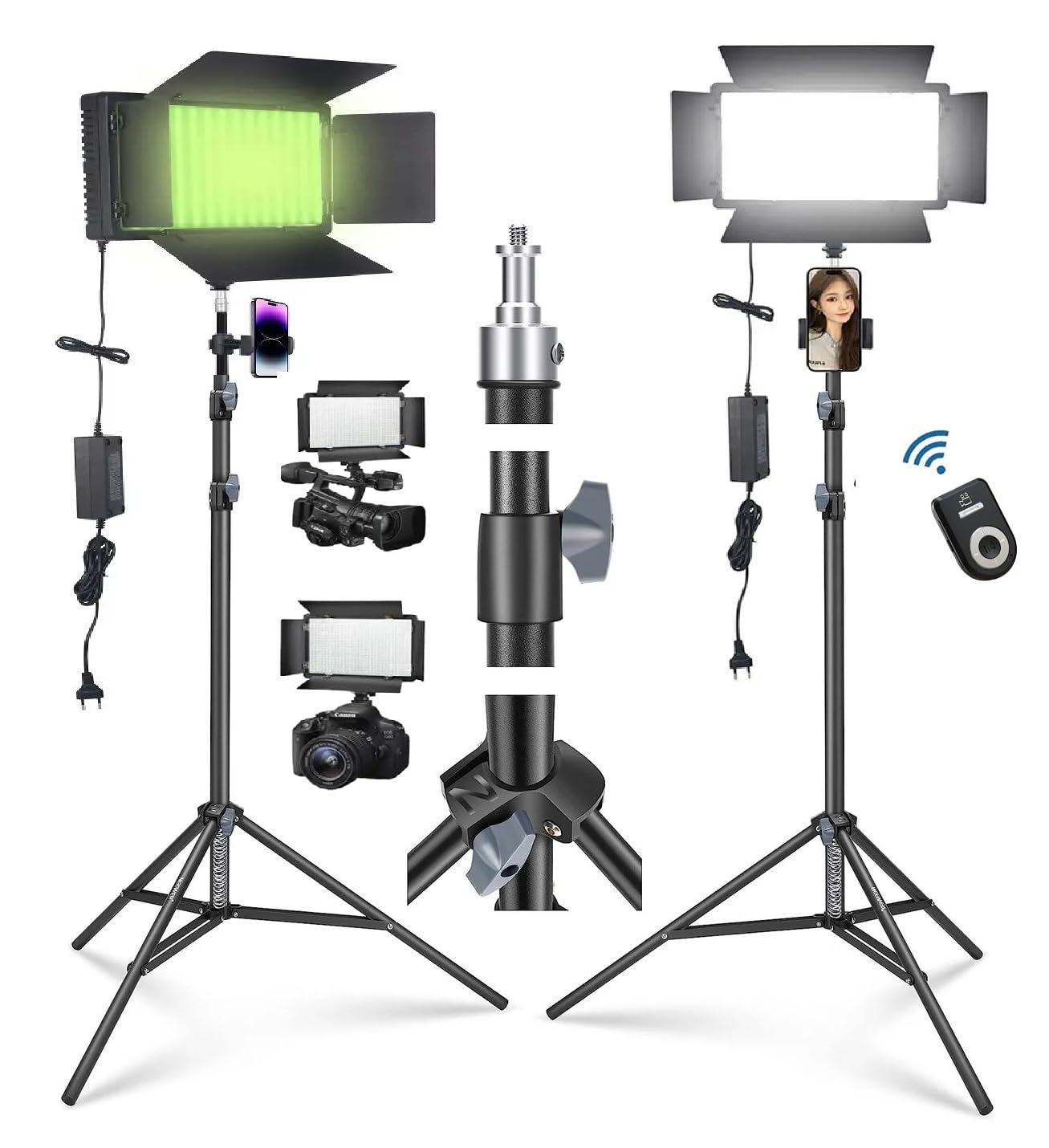 FKU 10" Bi-Color U600 LED Video Light 40W 2700K-6500K Photo Studio Lamp ...