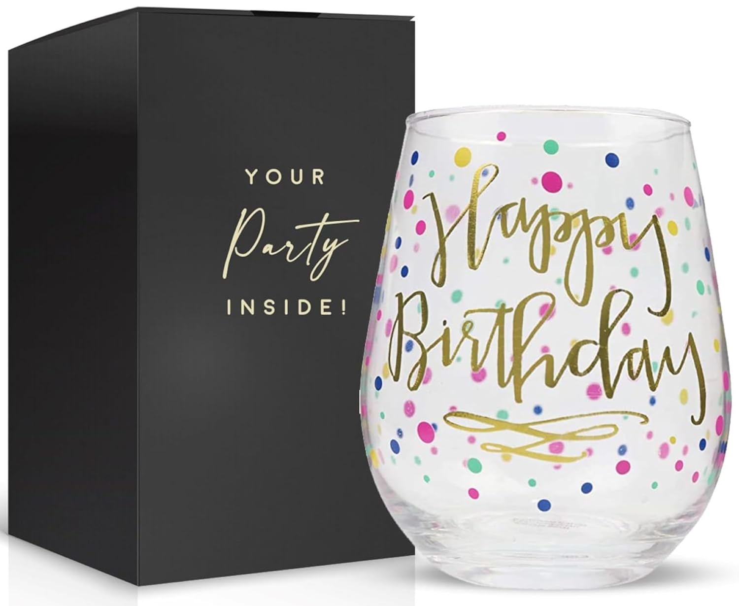 Amazon.com | Your Dream Party Shop Happy Birthday Wine Glass, 22 oz ...