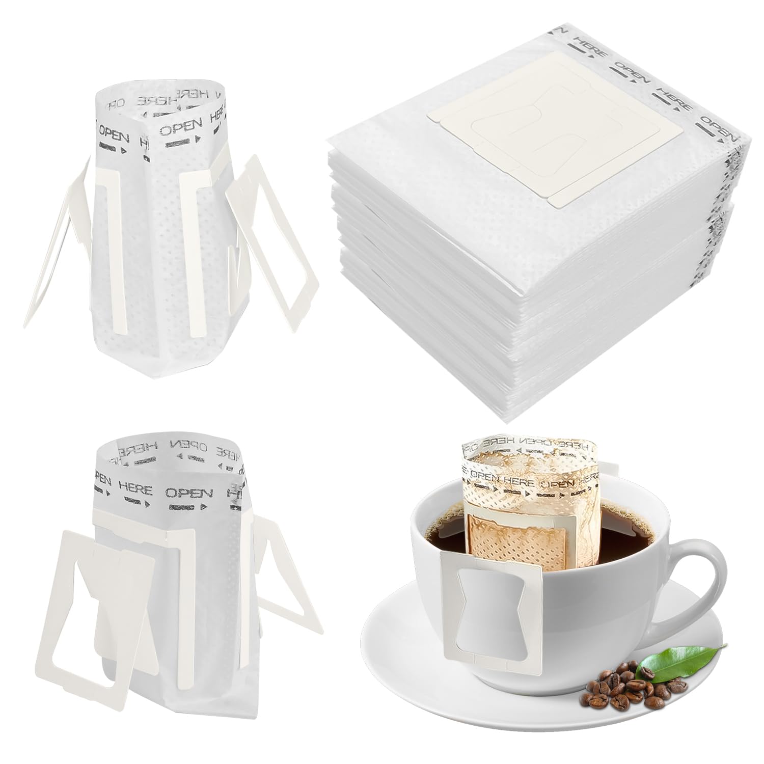 Amazon.com: 100 Pcs Portable Coffee Filter Paper Bag, Disposable Drip ...