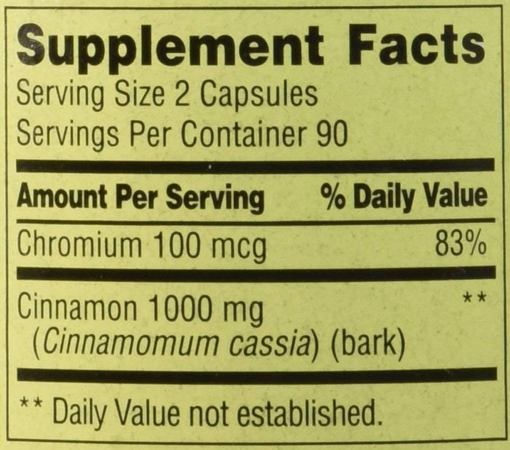 Amazon.com: Spring Valley - Cinnamon 500 mg Plus Chromium, 180 Capsules ...