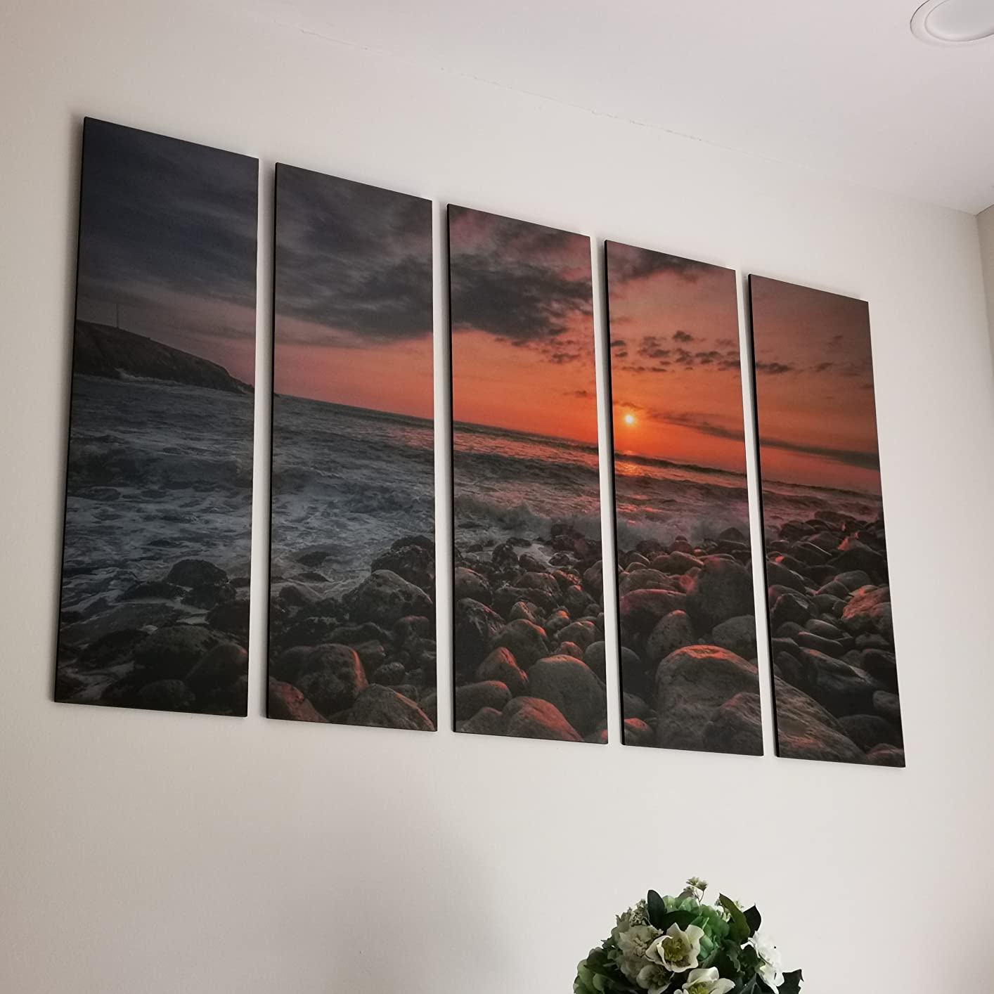 Inephos Vinyl and MDF Ocean Sunrise Wall Painting , Yellow, Abstract ...