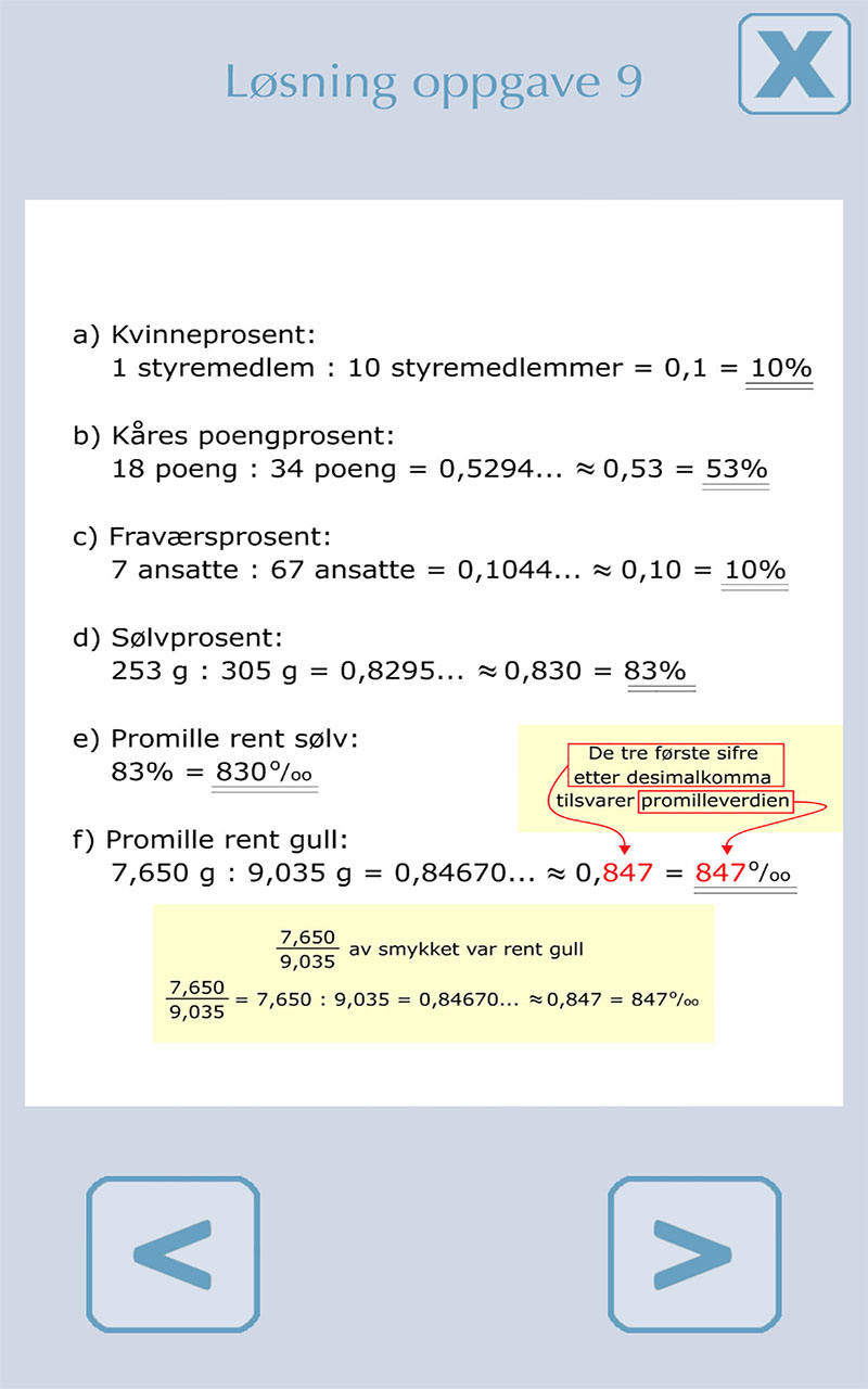 Prosent - Prosentregning med oppgaver og løsninger - App on Amazon Appstore