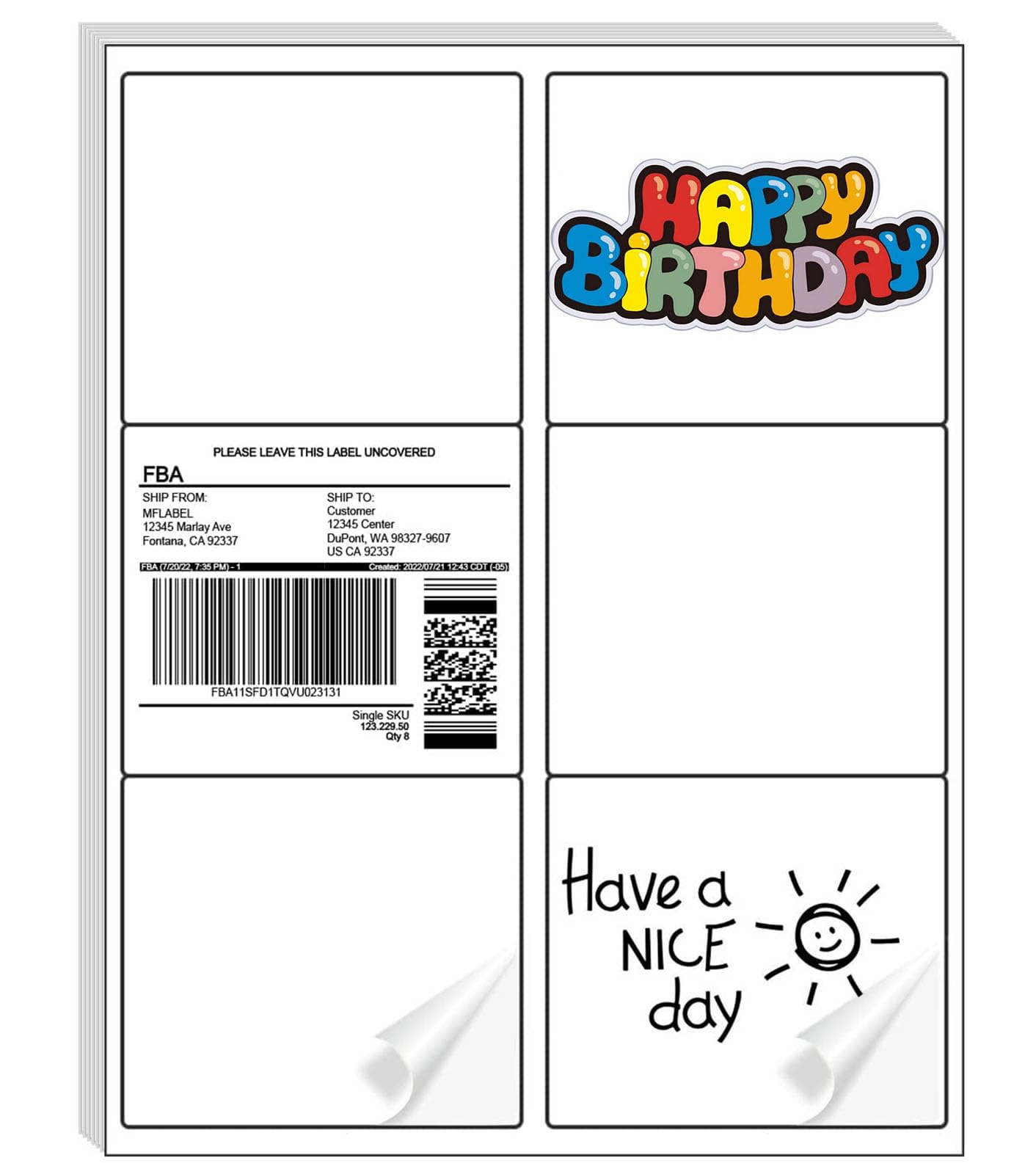 Snapklik.com : 500 Sheets FBA Adderss Labels, 6 Per Sheet 3-1/3" X 4 ...