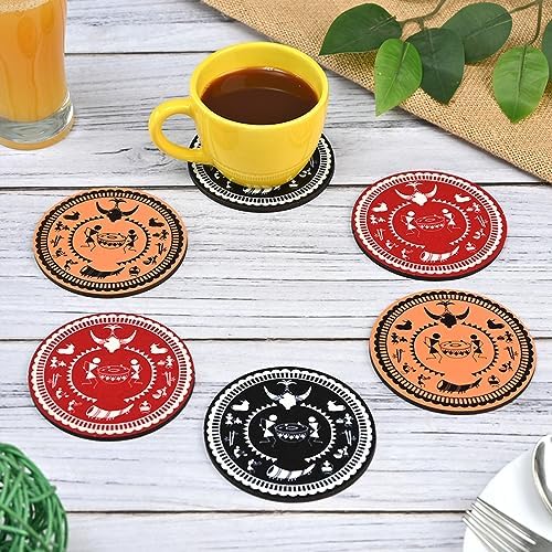 Treo by Milton Lid Cum Coaster Set of 7 with Wooden Stand, White ...