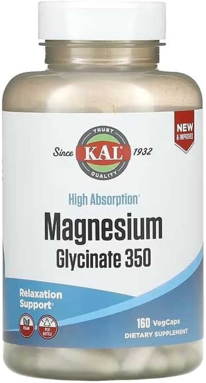 Amazon.com: KAL Magnesium Glycinate Capsules, Fully Chelated Magnesium ...