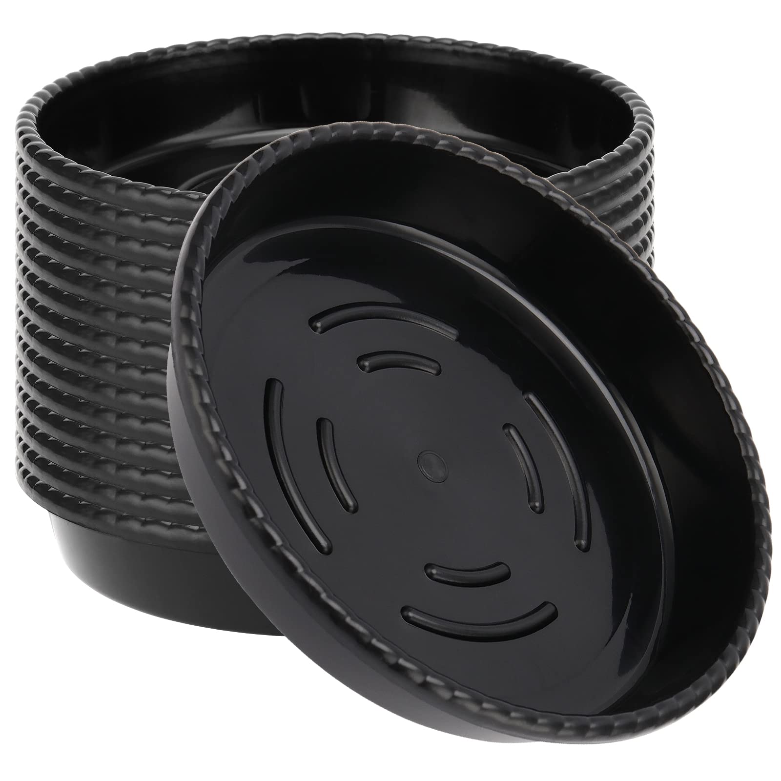 PINGEUI 15 Pack Black Plant Saucers, 25cm Plastic Flower Pot Drip Tray ...