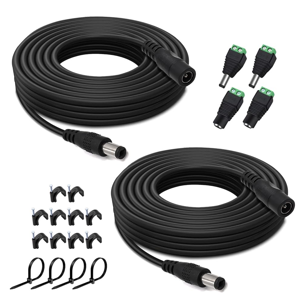 Amazon.com: HayEastdor 2PCS 33FT(10m) 12V DC Power Extension Cable with ...