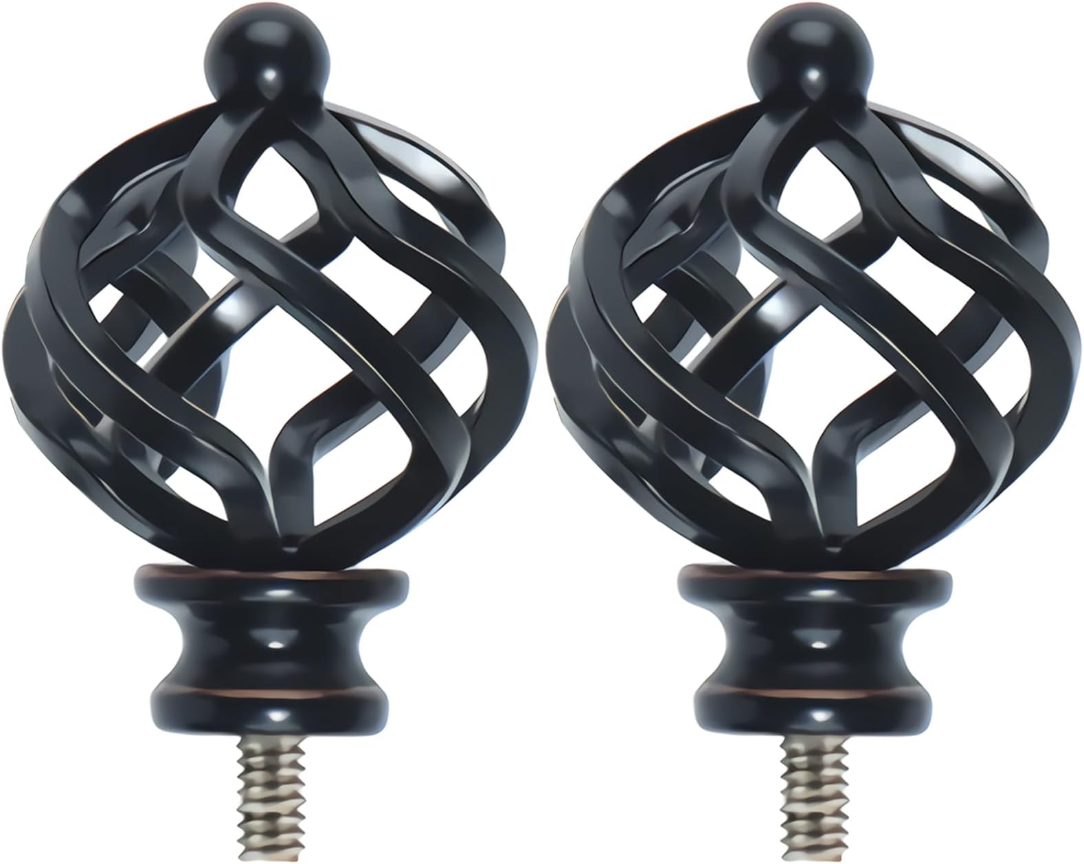 Amazon.com: DOITOOL 2Pcs Curtain Finials Black Drapery Rail Pole Head ...