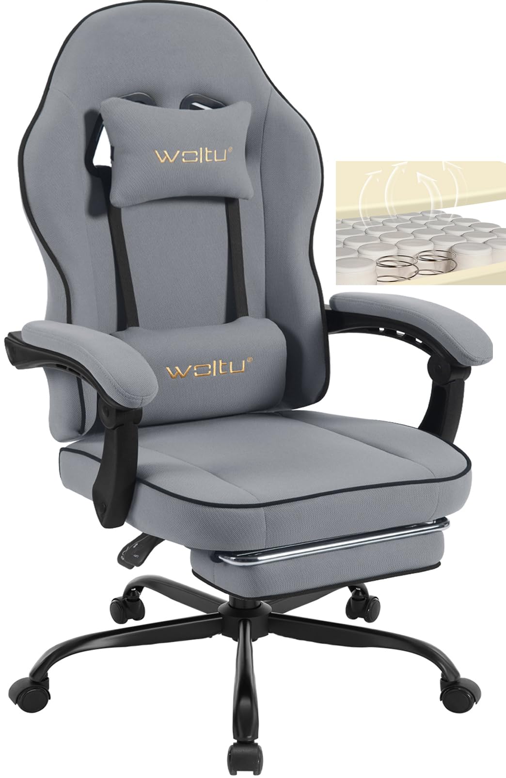 WOLTU Gaming chair with pocket spring cushion, gaming armchair 150 kg ...