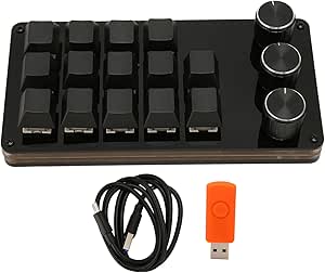 One Handed Mechanical Keyboard, 14 Keys 3 Knobs Gaming Keypad Blue ...