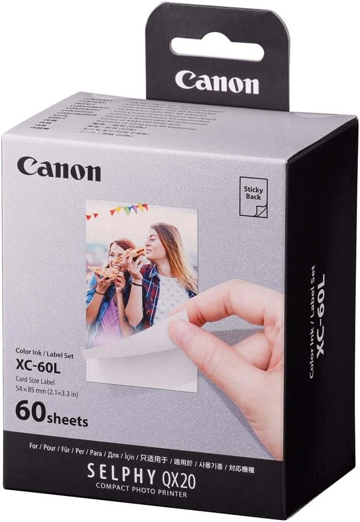 Canon XC-60L Card Size Label for Selphy QX20 Photo Printer (60 Sheets ...