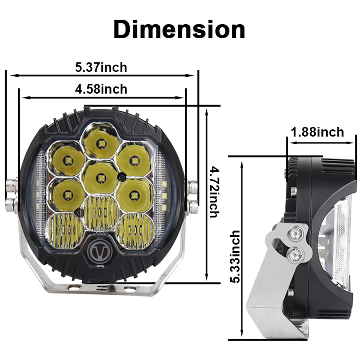 5 inch 50W LED Driving Light 1PCS 5500LM Flood Light Pod Off Road Fog Driving Roof Bar Bumper ...