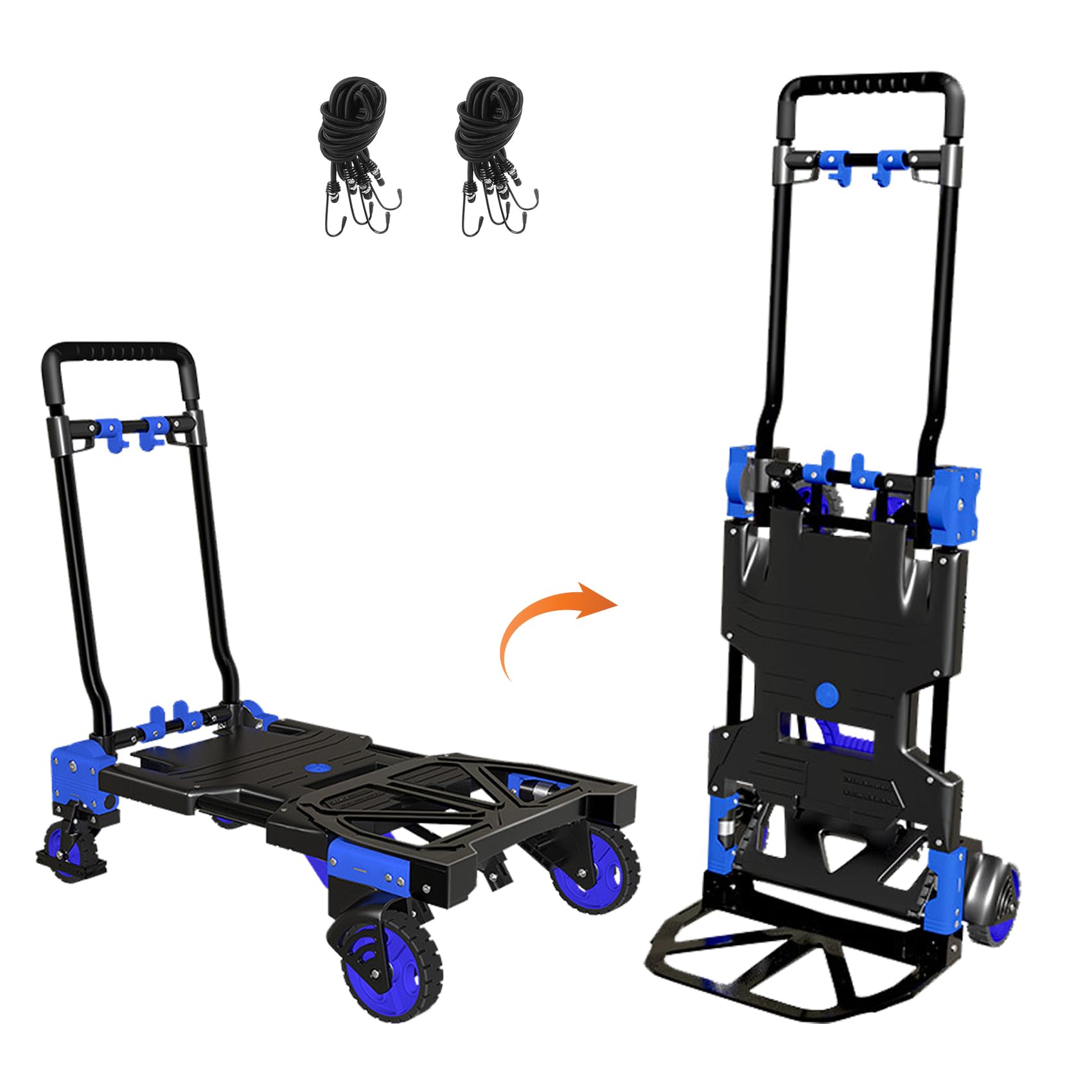 Snapklik.com : Folding Cart, 2-in-1 Upright & Flat Folding Cart, Heavy ...